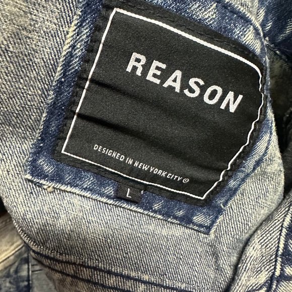Reason | Jackets & Coats | Reason Mens Blue Collared Denim Jacket And ...